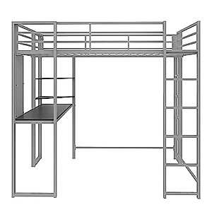 DHP Adobe Loft Bed, Silver, Full