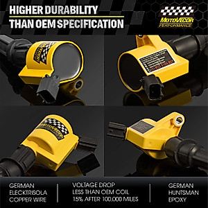 High Performance Ford Ignition Coil Pack Set - 8 Pack Extra 15% Energy for F-150 F-250 F-350 4.6L 5.4L V8 DG508 DG457 DG472 DG491 EXPEDITION MUSTANG CROWN VICTORIA LINCOLN MERCURY (Yellow)