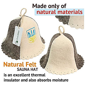 PetriStor Embroidery Ukrainian Hat Coat of Arms Tryzub - Hats Sauna Hat for Men - Ukraine Sauna Hat for Men - Banya hat - Natural Felt - Sauna Hat Finnish - Wool Sauna Hat for Men