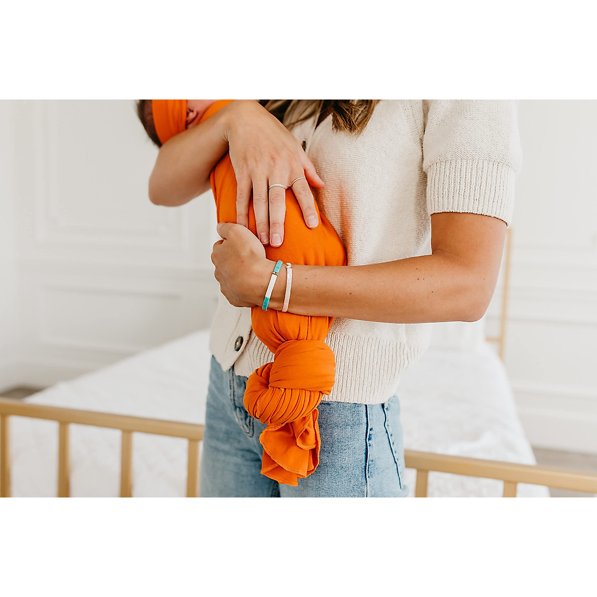 Large Premium Knit Baby Swaddle Receiving Blanket "Blaze" by Copper Pearl