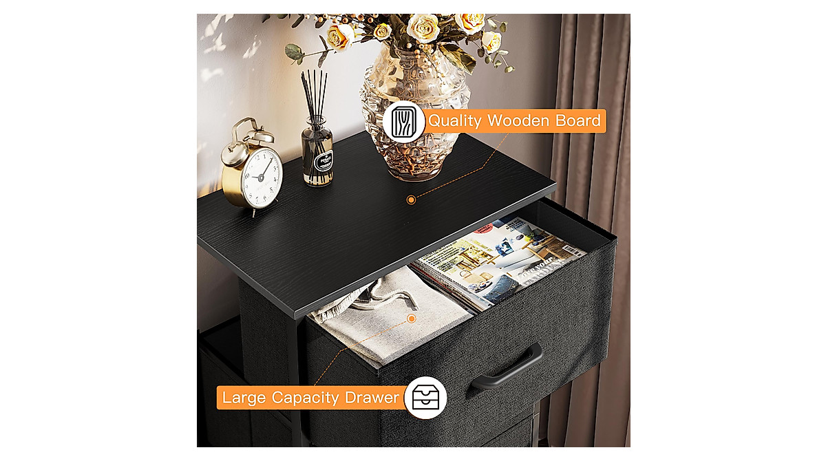 Compact ODK Dresser with 4 Storage Drawers - Black