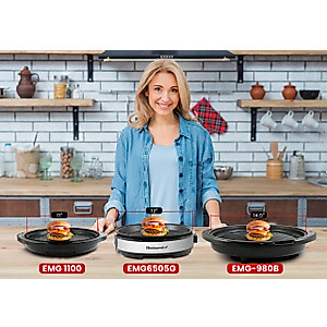 Elite Gourmet EMG1100 Electric Indoor Nonstick Grill, Dishwasher Safe, Cool Touch, Fast Heat Up Ideal Low-Fat Meals, Includes Tempered Glass Lid, 11", Black