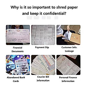 SYBOYIE Paper Shredders for Home Office Use, Up to 6-Sheet Cut Paper(A4), 2 Minutes Continuous Run Time Portable Shredder with Adjustable Handle, 85% Confidential, Black (Black)
