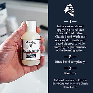Maestro's Classic BEARD WASH | Anti-Itch, Deep Cleaning, Non-Drying, Fully Hydrating Gentle Cleanser For All Beard Types & Lengths- Spirited blend, 4 Ounce