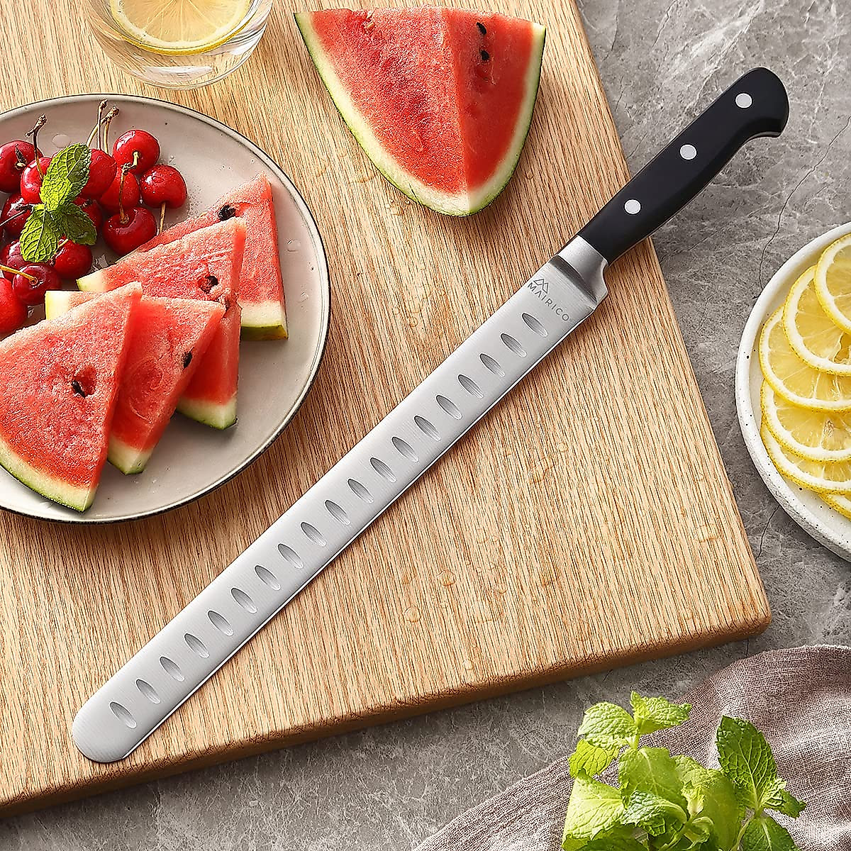 MAIRICO Ultra Sharp Premium 11-inch Stainless Steel Carving Knife - Ergonomic Design - Best for Slicing Roasts, Meats, Fruits and Vegetables