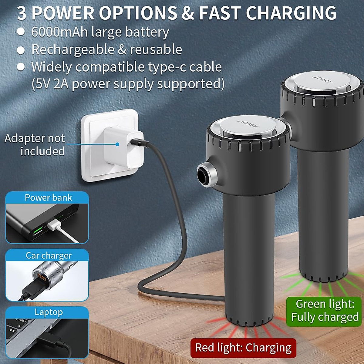 Compressed Air Duster, Electronic Air Duster, Portable 45000 RPM Cordless Dust Blower, 6000mAh Battery Air Can Duster, Powerful Computer Keyboard Cleaning Air Spray, Rechargeable Electric Canned Air