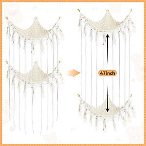 WIAZZLUK Stuffed Animal Storage Hammock - Toy Corner Hanging Net for Stuffed Animals for Wall, Plushie Net with Light, Toy Organizer for Nursery Play Room Kids Room