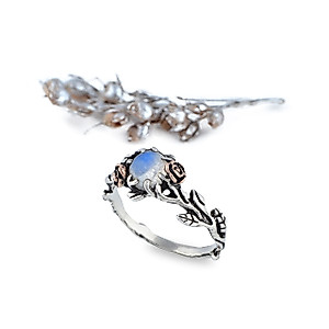 925 Sterling Silver Moonstone Ring "Primrose" | 6mm Rainbow Moonstone ring | Engagement ring | Ring For Women | Handmade (8.5)