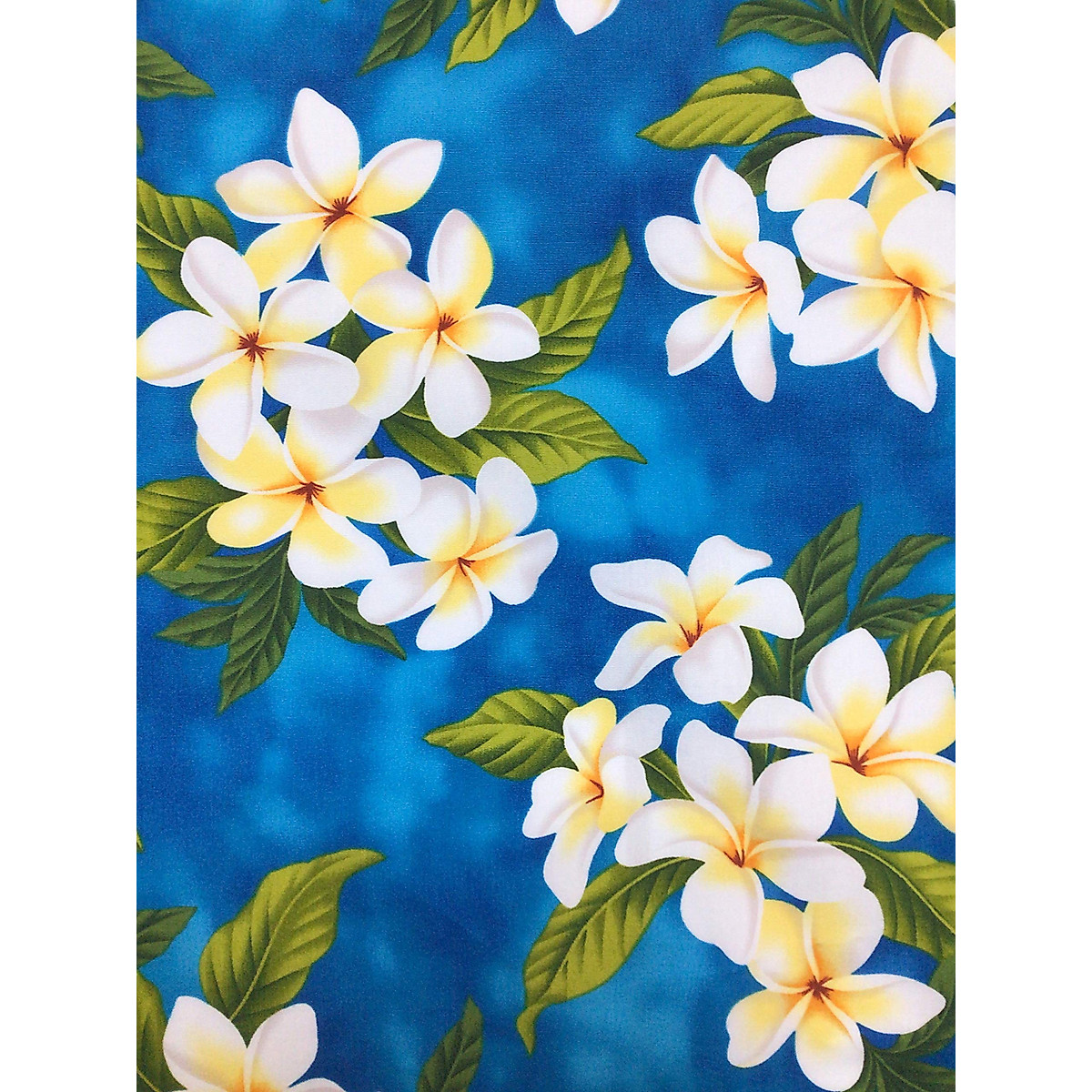 Turquoise Plumerias Hawaiian Print Fabric Sold by The Yard