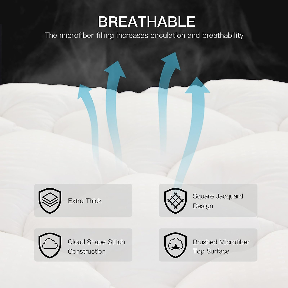 Belffin Pillow Top Mattress Topper Twin Size, Mattress Pad Cover with 8-21 Inch Deep Pocket, Bed Mattress Protector for Back Pain Relief, Soft Breathable Overfilled Down Alternative Filling, White