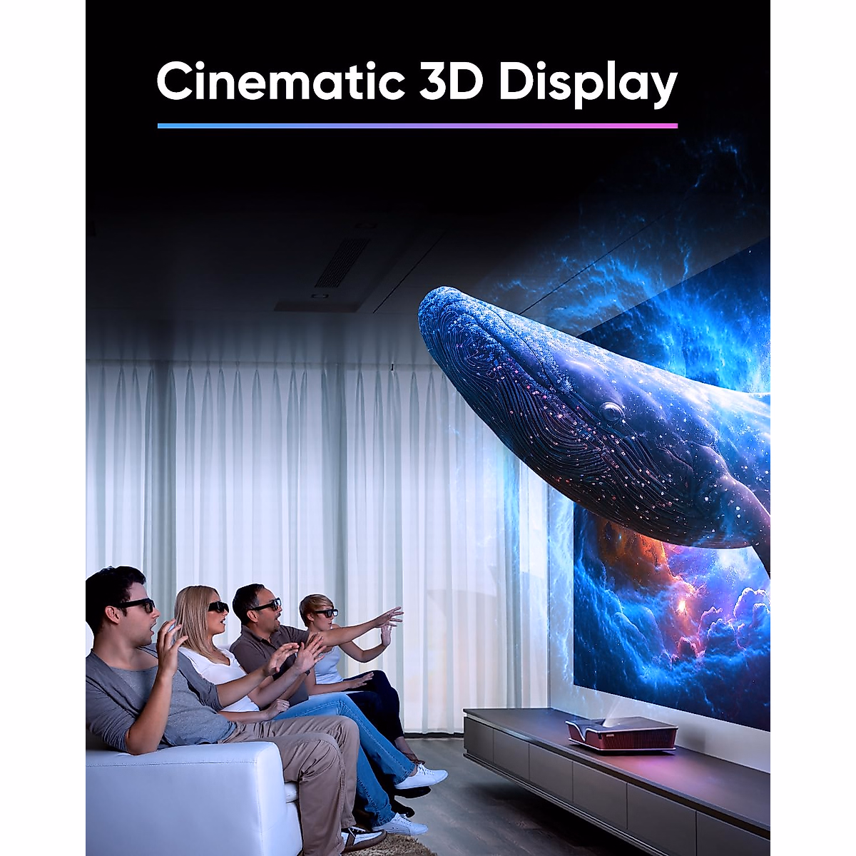 NOMVDIC P2000 Ultra Short Throw 4K Triple Laser Projector, 2500 ANSI Lumen, 50W Speaker, Dolby & DTS Support​, 3D, HDR10, UST Projector Laser TV for Home Cinema (Fire TV Stick 4K Max Included)