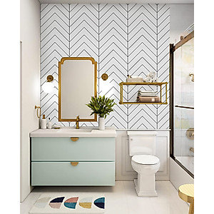 Black and White Wallpaper Peel and Stick Wallpaper Boho Contact Paper Modern Herringbone Wallpaper for Bathroom Bedroom Kitchen Wallpaper Self Adhesive Removable Wallpaper 17.7"×118" Wall Waterproof