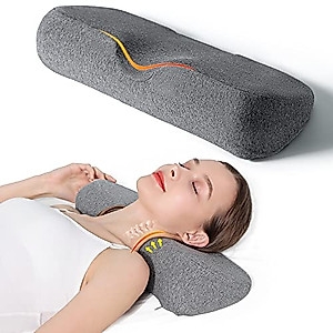 Cervical Neck Pillows for Pain Relief Sleeping, Memory Foam Neck Bolster Pillow for Stiff Pain Relief, Neck Support Pillow Neck Roll Pillow for Bed Pillow (Dark Gray)
