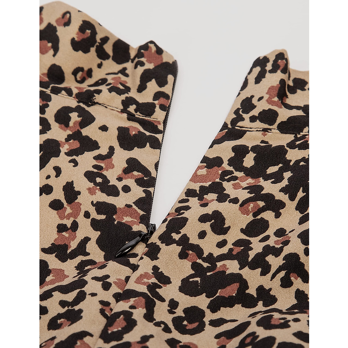 GRACE KARIN Women's Business Colorblock Bodycon Sheath Dress Long Sleeve Tie Neck Office Leopard Pencil Dress Wear to Work Brown XXL