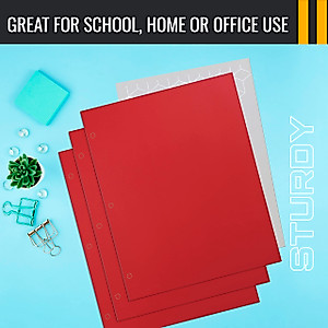 Two Pocket Portfolio Folders, 50-Pack, RED, Letter Size Paper Folders, by Better Office Products, 50 Pieces, Red