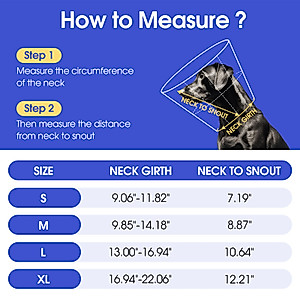 ASENKU Adjustable Dog Cone Collar, Comfortable Cone for Dogs After Surgery, Soft Dog Cone, Protective Pet Recovery Collar for Large Medium Small Dogs, Elizabethan Collar Dog Blue, M