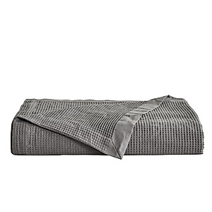 Great Bay Home 100% Cotton Light Grey Waffle Weave Twin Blanket | Lightweight and Breathable | Soft Versatile Grey Bed Blanket | Perfect for Layering Cotton Blanket | Hazel Collection