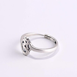 LOVECOM Real 925 Sterling Silver Buddhism Scripture Open Stacking Rings for Women Vintage Statement Fashion Creative Design Jewelry Gifts