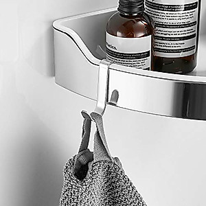 Corner Shower Caddy, Wall-Mounted Bathroom Corner Shelf with 2 Hook, Polished Chrome