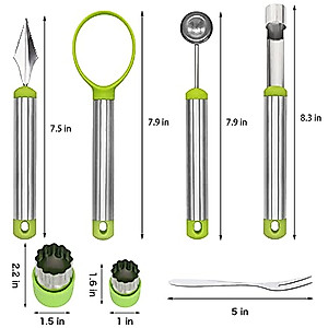 17 Pack Melon Baller Scoop Set - 4 in 1 Stainless Steel Fruit Tool Set Fruit Scooper Seed Remover with Fruit Vegetable Cutter Shapes Set Fruit Peeler for Fruit Slicer Dig Pulp Separator (A)