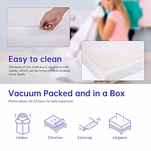 PIKAQTOP 6 Inch Twin XL Gel Memory Foam Mattress Fiberglass Free/CertiPUR-US Certified/Bed-in-a-Box/Cool Sleep & Comfy Support