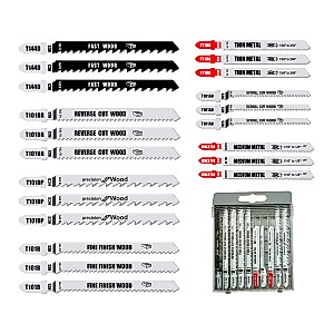 FOXBC Jigsaw Blades for DeWalt DCS334B DW3742C, Bosch JS260 JS470E, Makita XVJ03Z, Ryobi for Wood Metal - 21 Pack with Case