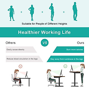 Tangkula Standing Desk with Keyboard Tray, Height Adjustable Electric Sit Stand Desk with Splice Board, Anti-Collision Technology & 2 Hooks, 48 x 24 Inch Stand Up Workstation for Home Office