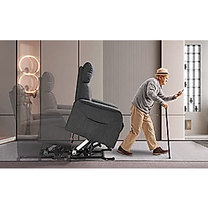Power Lift Recliner Chair for Elderly, Lift Chair with Heat and Massage, 3 Positions Fabric Recliner Chair Sofa with 2 Side Pockets & Remote Control for Living Room (Grey)