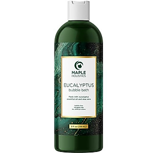 Premium Eucalyptus Bubble Bath Soap - Sulfate Free Adult Bubble Bath for Women and Men with Relaxing Essential Oils with Vitamin E - Foaming Bath Oil for Dry Skin Featuring Aromatherapy Oils