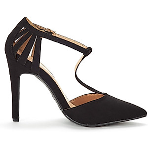 DREAM PAIRS Womens Oppointed-Lacey Fashion Dress High Heel Pointed Toe Wedding Shoes, Black Nubuck - 9.5 (Stiletto, Pumps)