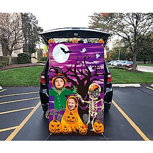 Halloween Door Decorations Backdrop Halloween Photo Door Banner Pumpkin Head Scarecrow Ghosts Skeletons Hole in Face Party Prop Halloween Photography Background Halloween Theme Party Supplies