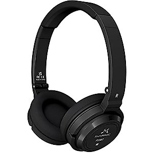 SoundMAGIC P23BT Portable On Ear Bluetooth Headphones CVC Noise Canceling Microphone HiFi Sound Stable Wireless Signal Connection Long Playtime with Detachable Cable for Game Black