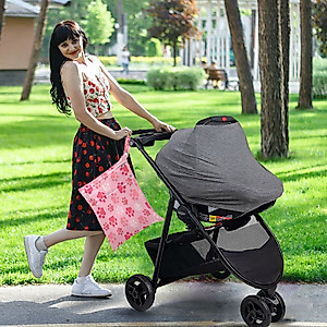 Kigai Pink Dog Paw Waterproof Wet Dry Bag Reusable with Handle for Travel, Beach, Pool, Diapers, Toiletries 2Pcs