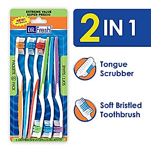Dr. Fresh Extreme Value Toothbrush Soft Bristles, 6 Count (Pack of 6)
