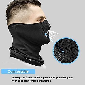 YALUYALU Half Balaclava Face Mask for Outdoor Sports, Windproof Neck Gaiter for Winter Ski,Breathable Cycling Hiking Running Bandanas for Men & Women (Black)