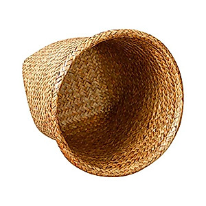 DOITOOL Wicker Trash Can- Natural Paper Waste Basket- Decorative Small Round Trash Bin for Bathrooms, Bedrooms, Offices (26cm/10.4inch Height)