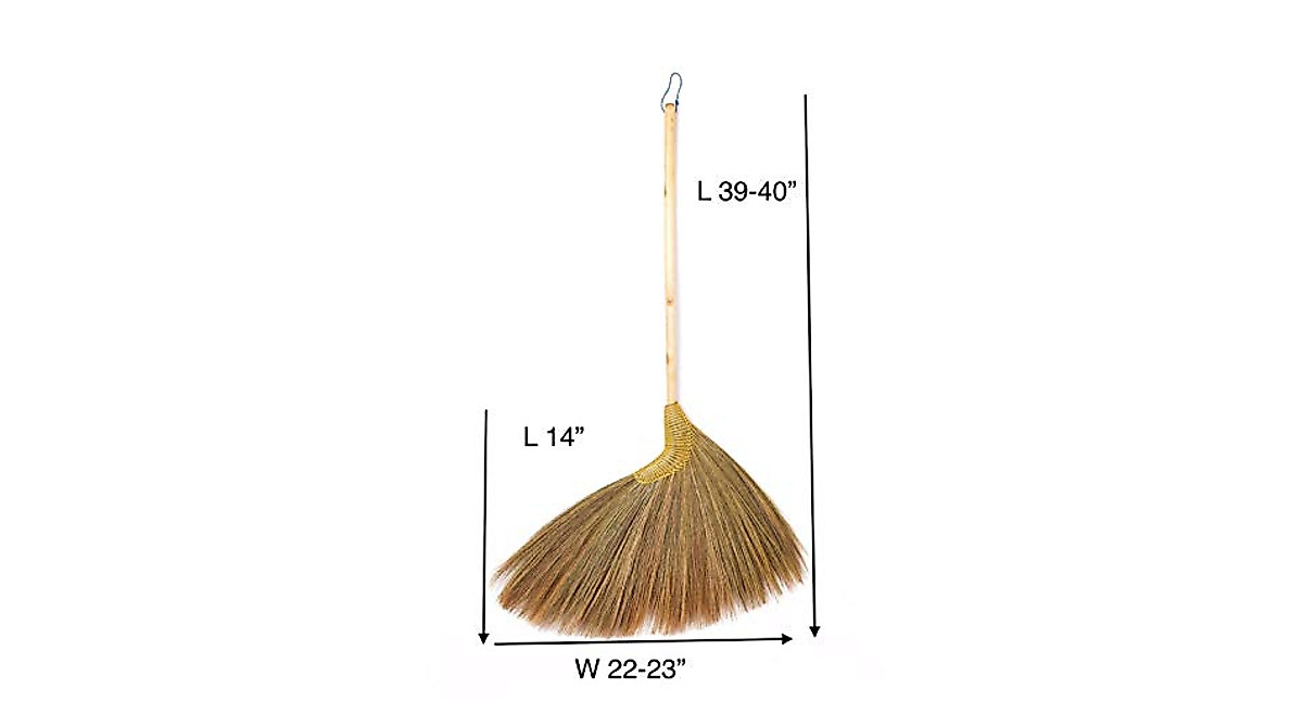 SN SKENNOVA Thai Natural Grass Broom - Durable 39-inch Handle