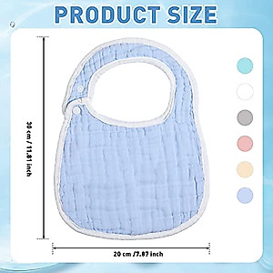 Yahenda 24 Pcs Snap Muslin Baby Drool Bibs Teething Bibs Cloths Adjustable Scarf Bibs 8 Layer Absorbent Cotton Bibs for Newborn Infants Toddlers Boys Girls