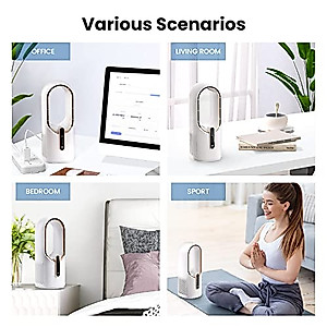 KONSIDEN Desk Fan Bladeless, 11.8 Inch Office Fan Small, Quiet, 3 Speed Adjustment, Touch Control, Easy to Clean, Desk Fans Small Quiet, Ideal for Office, Living Room, Bedroom