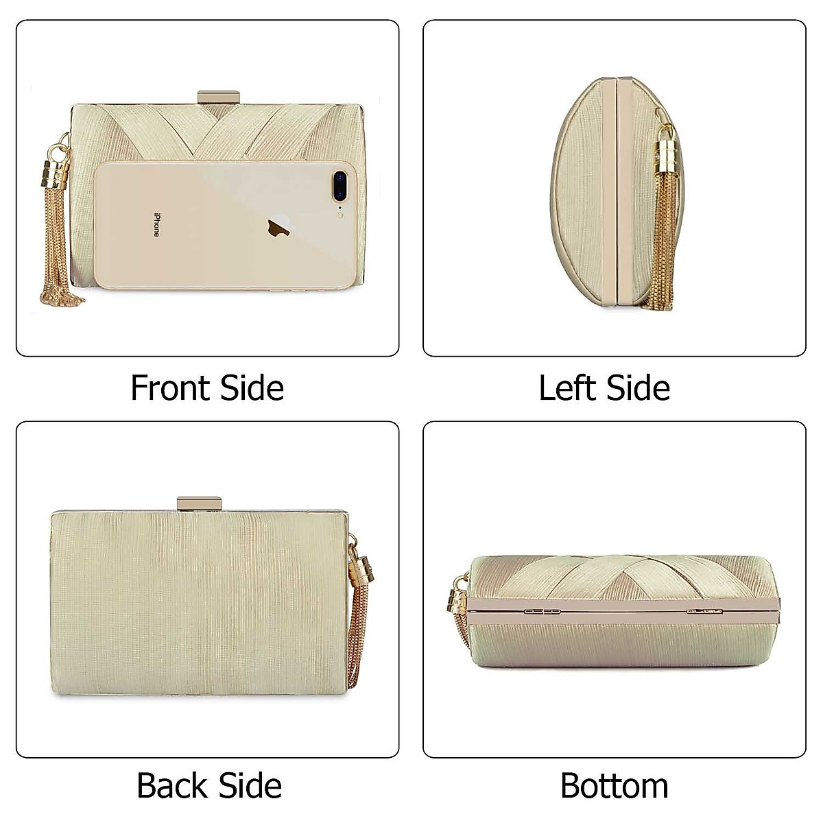 KISSCHIC Women's Elegant Tassel Evening Bag Clutch Purse for Bride Wedding Prom Night Out Party, Red