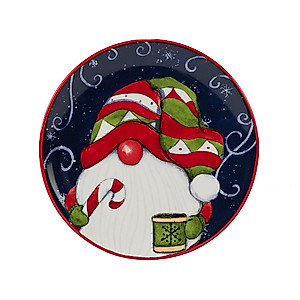Certified International Holiday Magic Gnomes 6" Canape/Luncheon/Snack Plates, Multicolor, Small, Set of 4