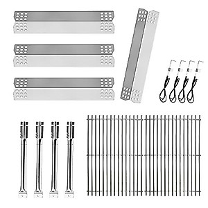 Replacement Parts for Nexgrill 720-0830H, 720-0783E, Master Forge 1010037 Gas Grill Models, 4 Pack Stainless Steel Burner Tube, Heat Plates Tent Shield and Cooking Grids Grill Grate Repair Kit