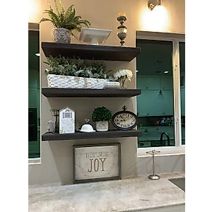 Joel's Antiques - 60 Inch Wooden Floating Shelves for Wall - Made of Natural Wood - Long Heavy Duty Rustic Fireplace Mantel & Book Shelf - Perfect for Living Room - Mocha 60x10x2 in