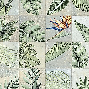 SomerTile FCD10NUJAB Nusa Botanic Jade x 9-3/4" Porcelain Floor and Wall Tile, Green