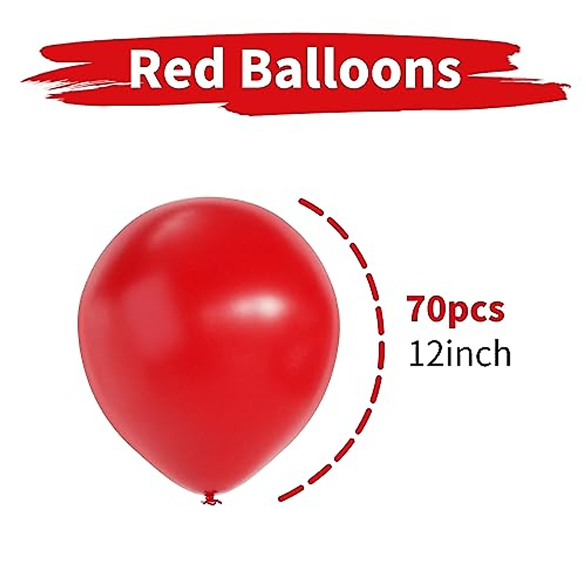 Red Balloons 12inch 70pcs Red Latex Party Balloons for Birthday Helium Balloon for Christmas New Year Wedding Baby Shower Valentines’ Day Party Decorations