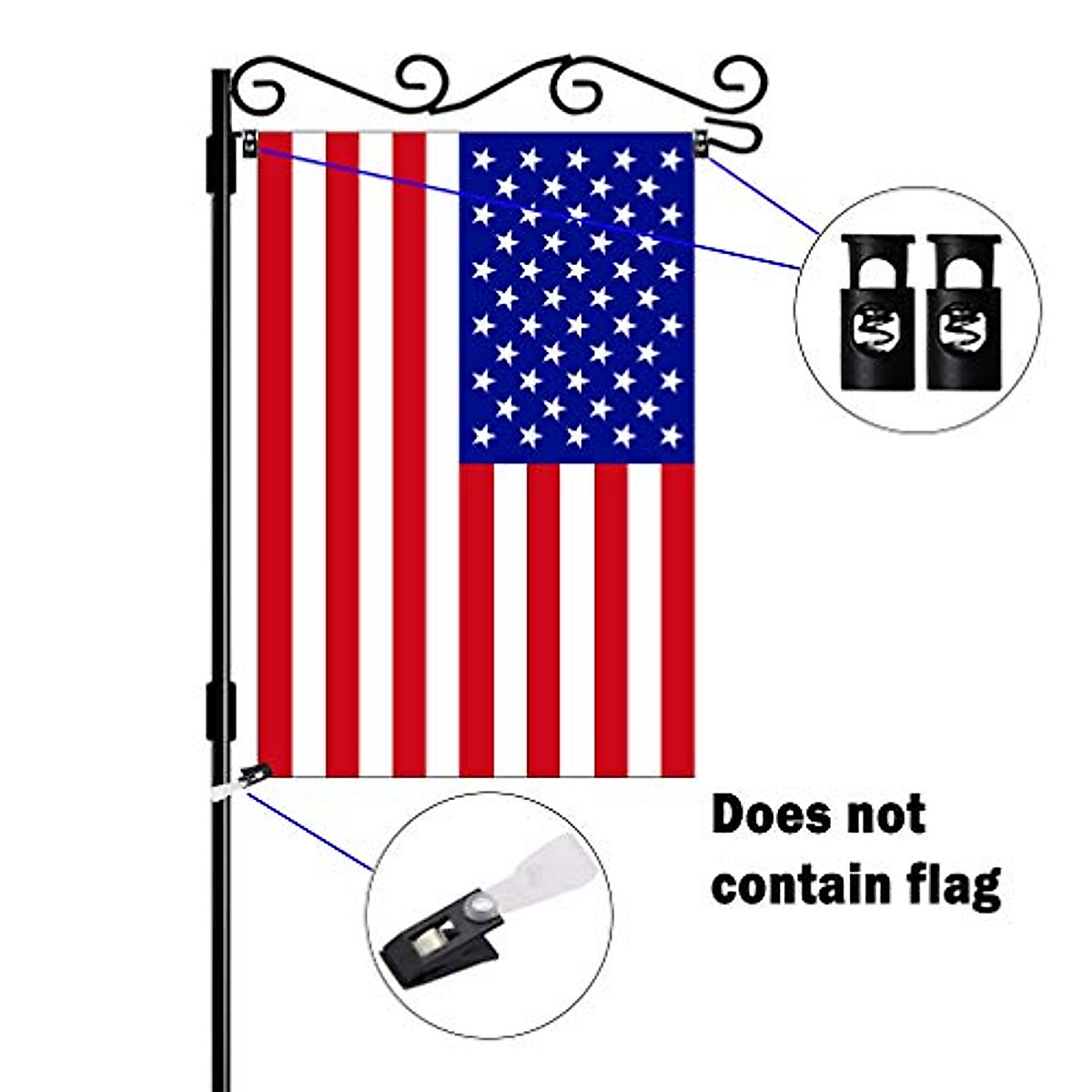Garden Flag Stand Flagpole,Sturdy Wrought Iron Garden Flag Holder Include Yard Flag Pole Clip for Season Garden Flags (Without Flag) (2 Pack)