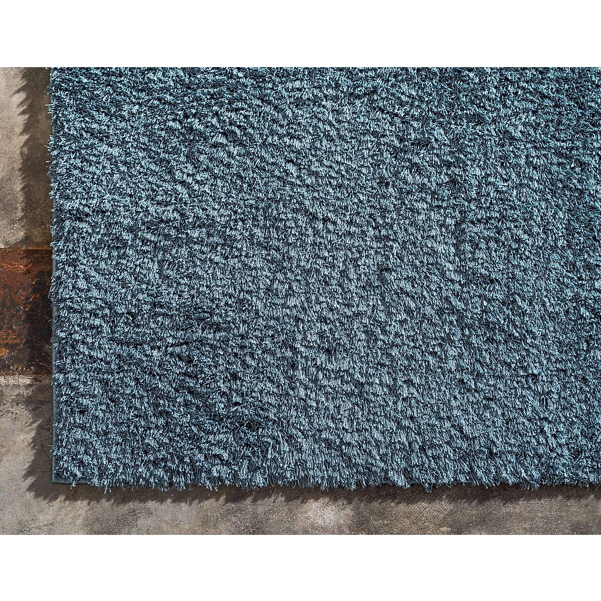 Unique Loom Studio Solid Shag Collection Urban Modern Super Soft & Plush Area Rug, 5 ft x 8 ft, Slate Blue