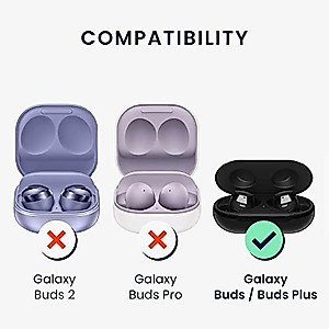kwmobile Straps Compatible with Samsung Galaxy Buds/Buds Plus - 2X Silicone Holder for Wireless Earphones - Black