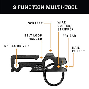 Gerber Gear Mullet Keychain - Multi-Tool Keychain with Pry Bar, Bottle Opener, and Wire Stripper - EDC Gear and Equipment - Black