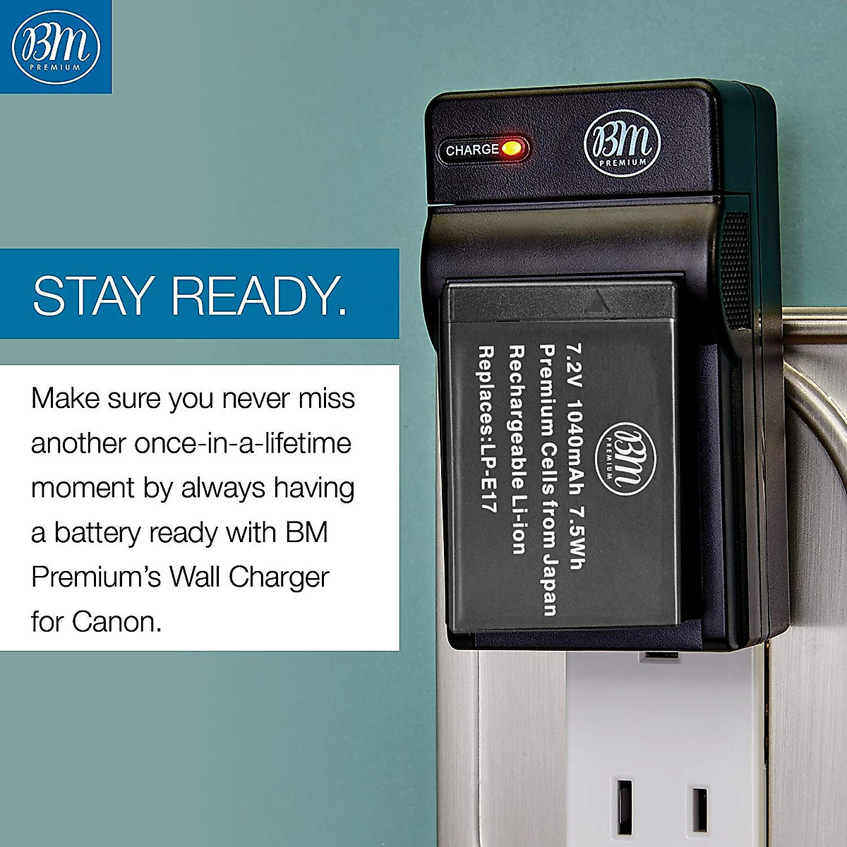 BM 3-Pack of LP-E17 Batteries and Charger for Canon EOS R8, EOS R10, EOS R50, EOS R100, EOS RP, EOS M3, EOS M5, EOS M6 Mark II, Rebel T6i, T6s, T7i, T8i, SL2, SL3, EOS 750D, EOS 760D, EOS 8000D Camera